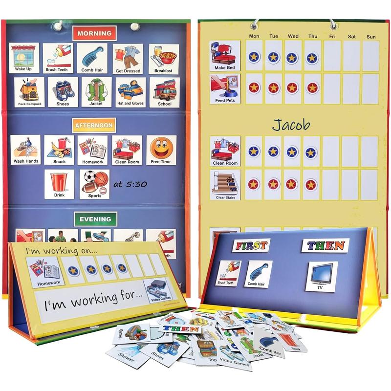 Home-Themed Visual Schedule & Reward Chart w/129 Colorful & 2-Sided 18 ...