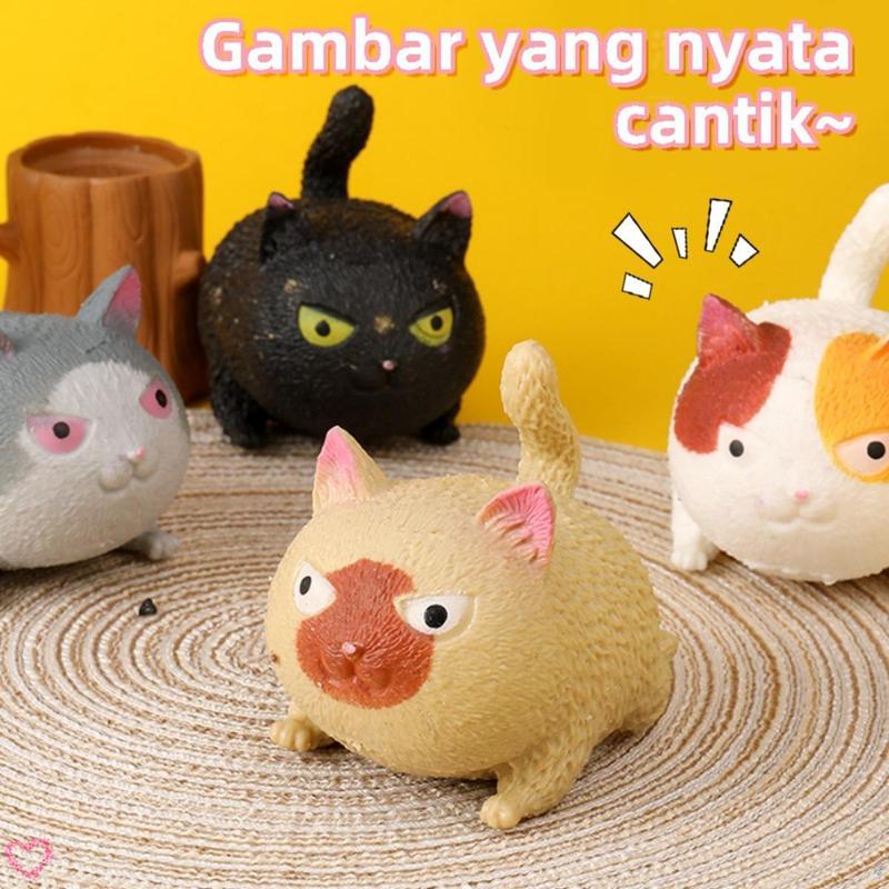Angry Cat Stress Relief Ball, TPR Soft Squishy Cat Squeeze Toy for Kids ...