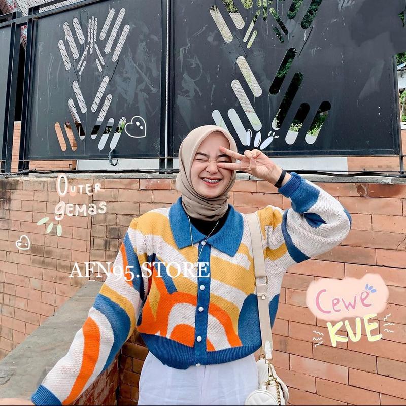 CARDIGAN MOTIF WARNA PELANGI NEW TEBAL - Shop | Tokopedia
