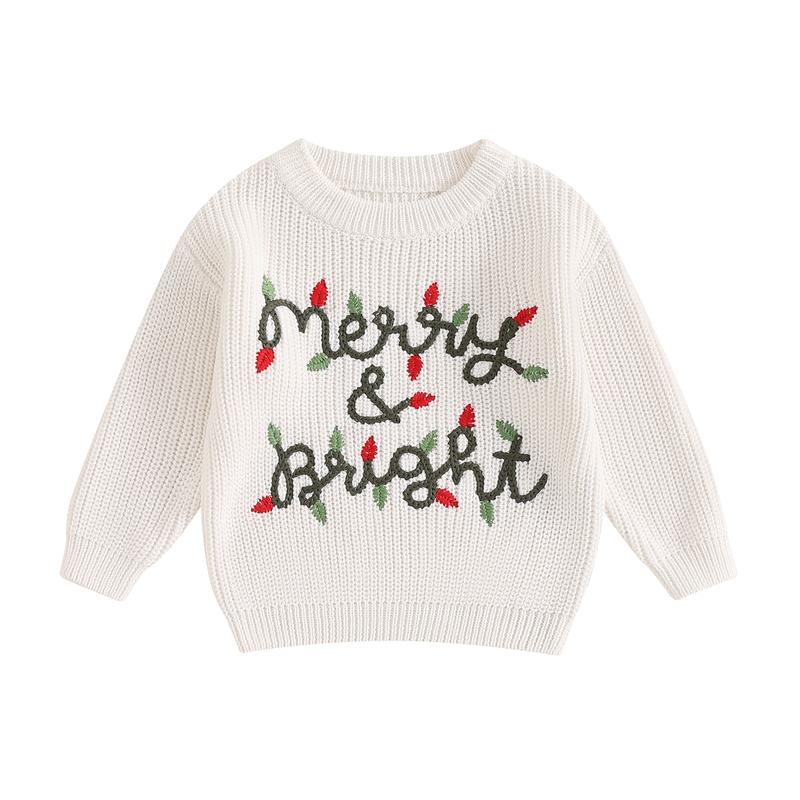 Toddler Baby Christmas Sweater Letter Light String Embroider - TikTok ...