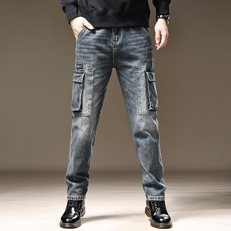 Autumn American Style Loose Jeans Men's Workwear Multi-Pocke - TikTok Shop Singapore