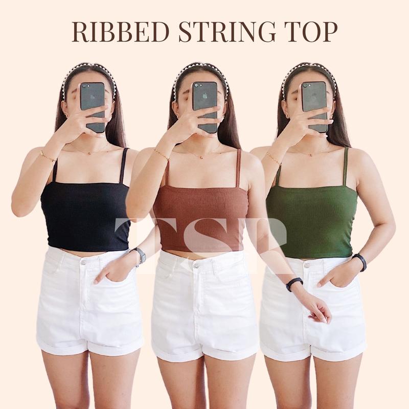TSR Ribbed String Top (Trendy Korean Inspired Fashion Bust Cami ...