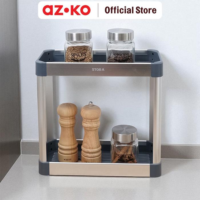 Jual AZKO Stora Rak Bumbu Dapur 2 Tingkat Rectangle - Abu-Abu Organizer ...