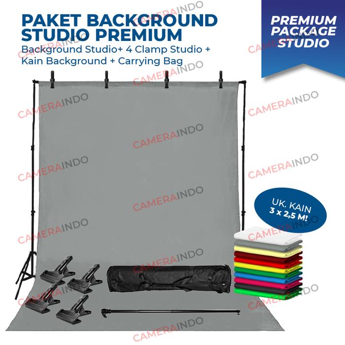 Jual Paket Lengkap Background Foto Studio premium plus kain dan clamp ...