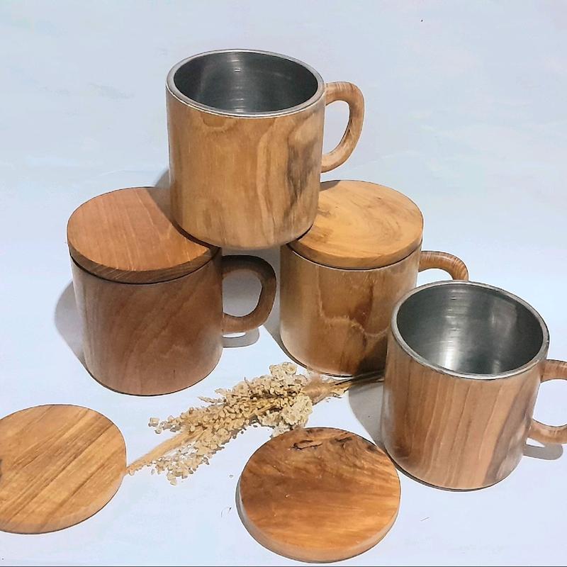 Cangkir kopi kayu jati mug setenlis - Shop | Tokopedia