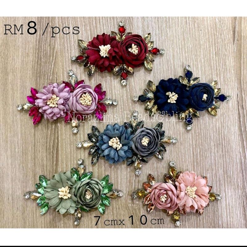 Flower 3d Patch with chunky beads / Bunga 3d dengan diamond Tampal ...
