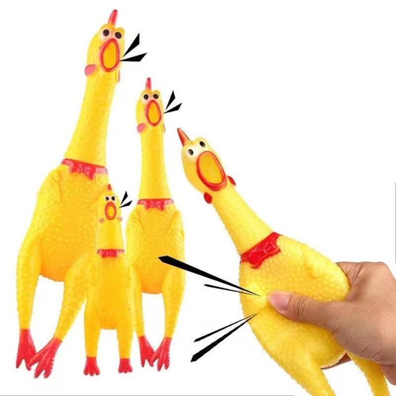In Stock Squeaky Chicken Dog Toy 2 Sizes Durable Rubber Interactive ...
