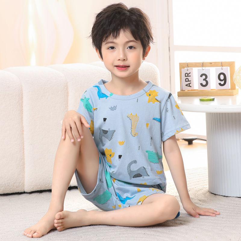 2025 Boys Summer Pajamas Thin Cotton Homewear Set Boys Cartoon - TikTok ...