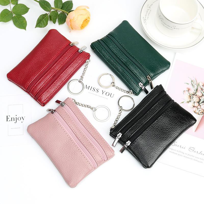 Mini solid color coin zipper wallet, minimalist textured coin purse ...