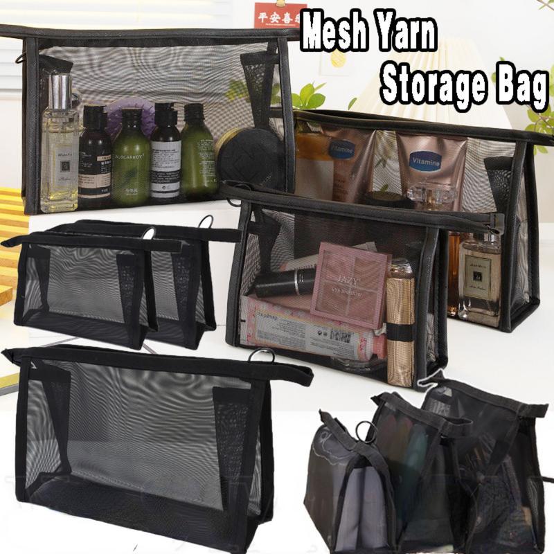 Mesh Yarn Storage Bag Travel Portable Make Up Organizer Bag Large ...