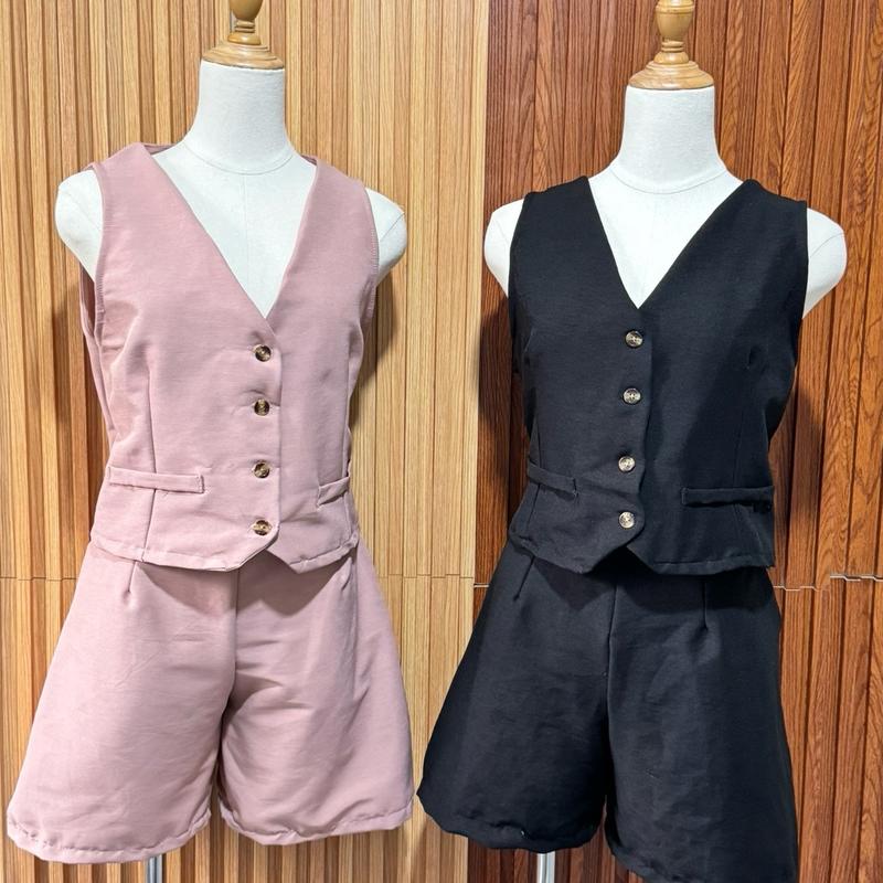 VEST Coordinates Short with Pocket Womenswear Basic Terno Overalls ...