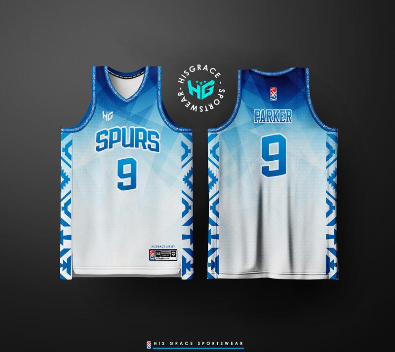250 HG BASKETBALL CONCEPT SPURS WHITE BLUE FULL SUBLIMATION JERSEY ...