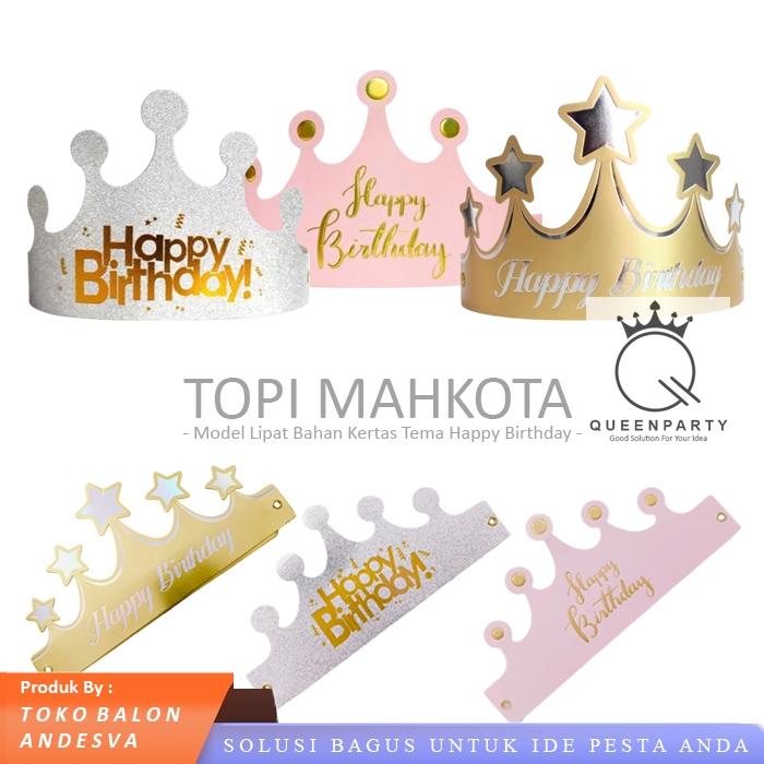 Topi Lingkar Mahkota Kertas Ultah / Paper Crown Hat Birthday / Topi ...
