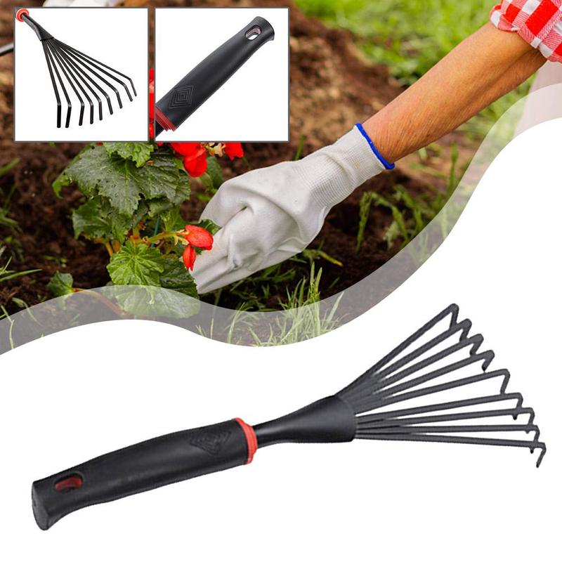 Handheld Rake Stainless Steel Gardening Rake Leaf Sweeper Scraper ...