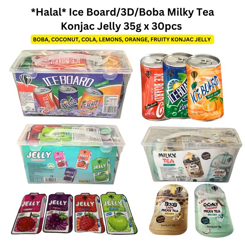 *Halal* Ice Board/3D/Boba Milky Tea Konjac Jelly 35g x 30pcs - TikTok ...