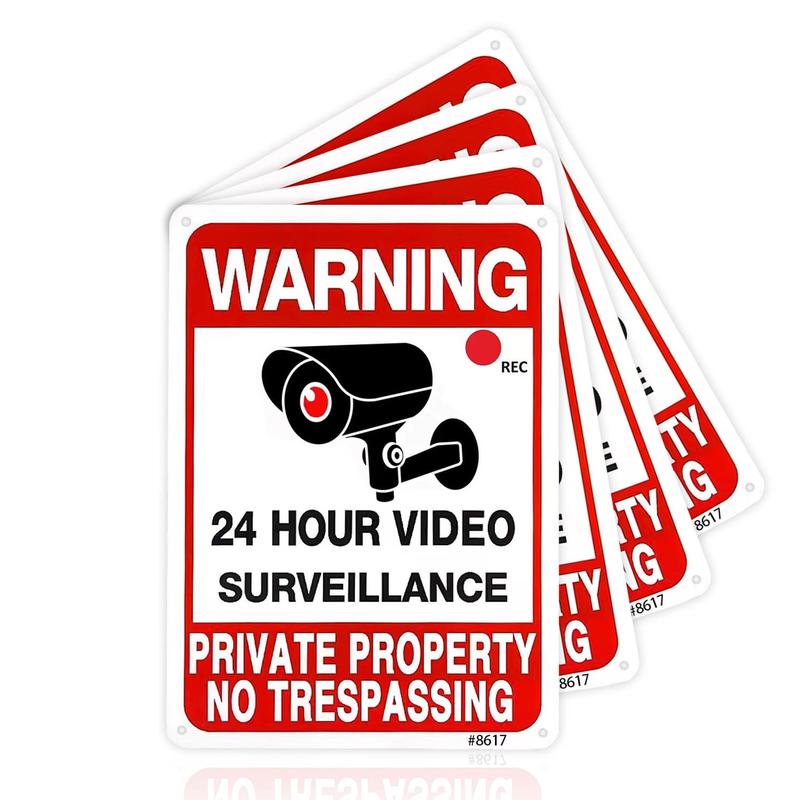 4 Pack No Trespassing Signs Private Property, Metal 24 Hour Video Signs ...