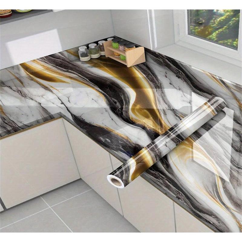 Glossy Marble Wallpaper Aluminum Foil Waterproof Oil-Kitchen - TikTok ...