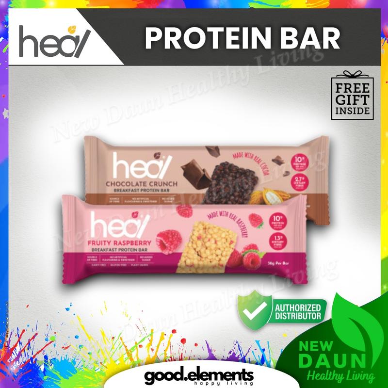 HEAL PROTEIN BAR Chocolate Crunch/ Fruity Raspberry Breakfast snack ...
