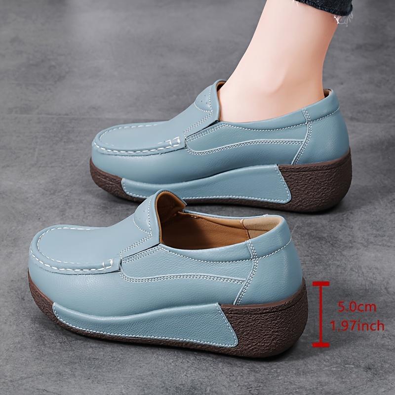 Women's Platform Solid Color Sneakers, Soft Sole Slip-On Walking ...