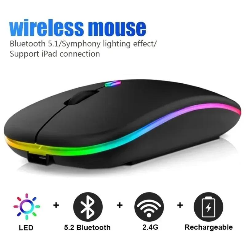Wireless Mice LED Light Wireless Mouse Colorful Silent Computer Silent ...