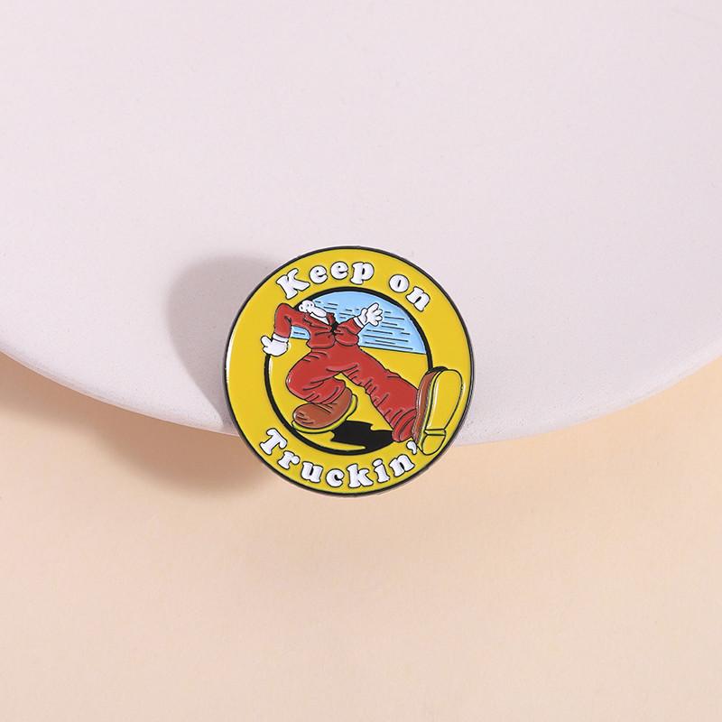 Keep on Truckin English Letters Cartoon Brooch Cute Metal Badge ...