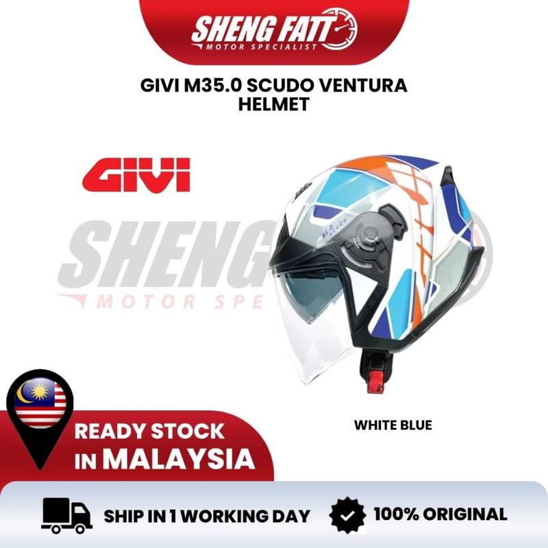 GIVI HELMET M35 SCUDO Graphic Ventura White Blue Open Face Helmet ...