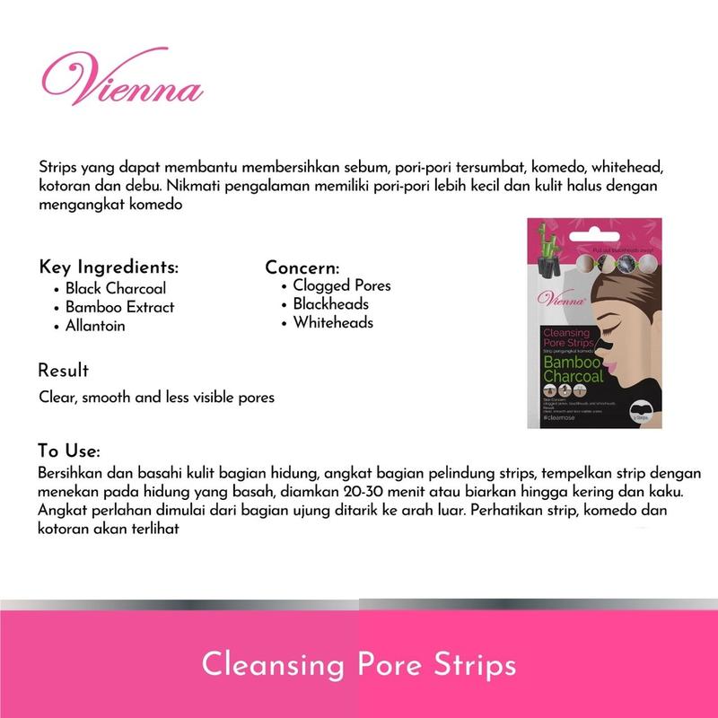 VIENNA CLEANSING PORE STRIPS CHARCOAL + BAMBOO - 3 SHEET SACHET IN 1 ...
