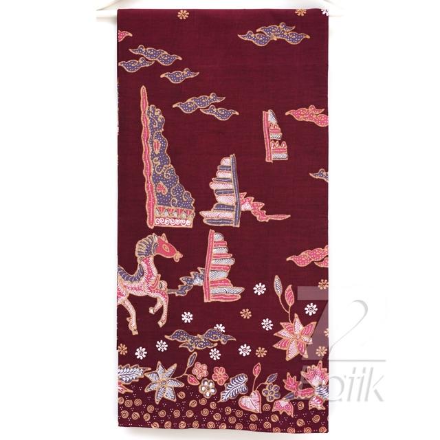 Jual KAIN BATIK PREMIUM Bahan Katun Motif Khayangan Kuda Warna Merah ...