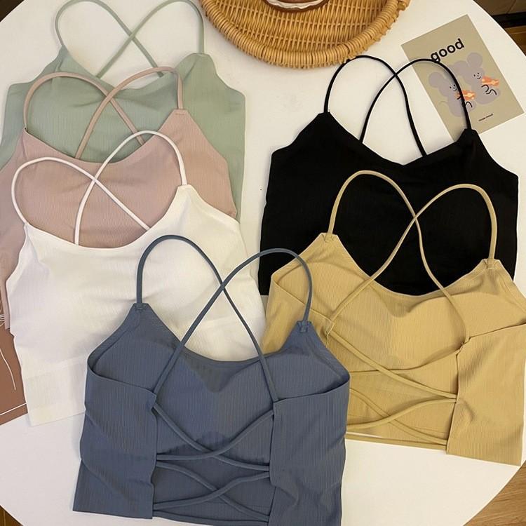 Summer Seamless Ice Silk Tube Top Cross Strap Anti-Wardrobe Malfunction ...