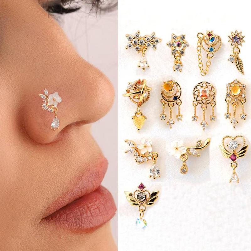 1Piece Fashion L Shaped Dangle Nose Studs Piercing 20G Stainless ...