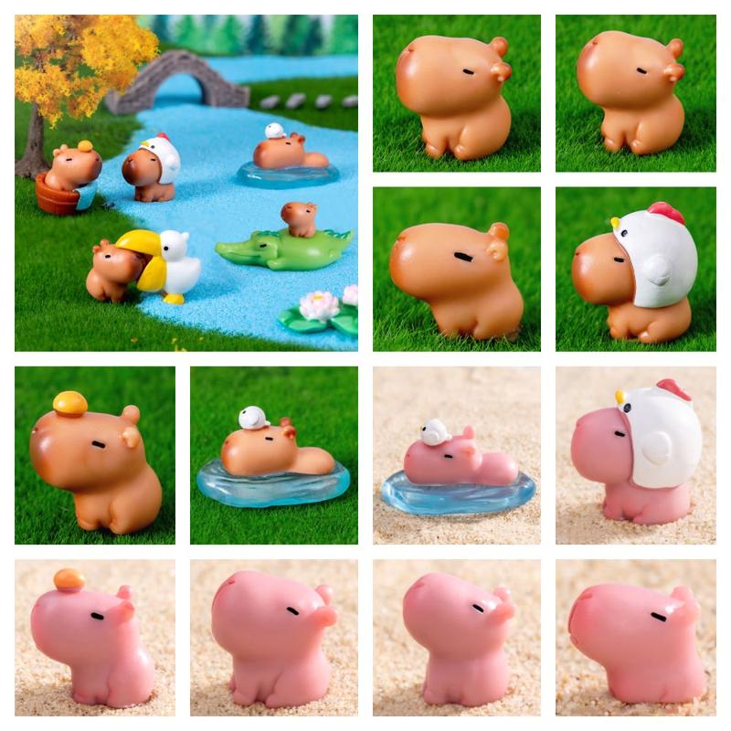 delikoos Toy Resin Cartoon Capybara Statue DIY Pink Miniatur - TikTok ...