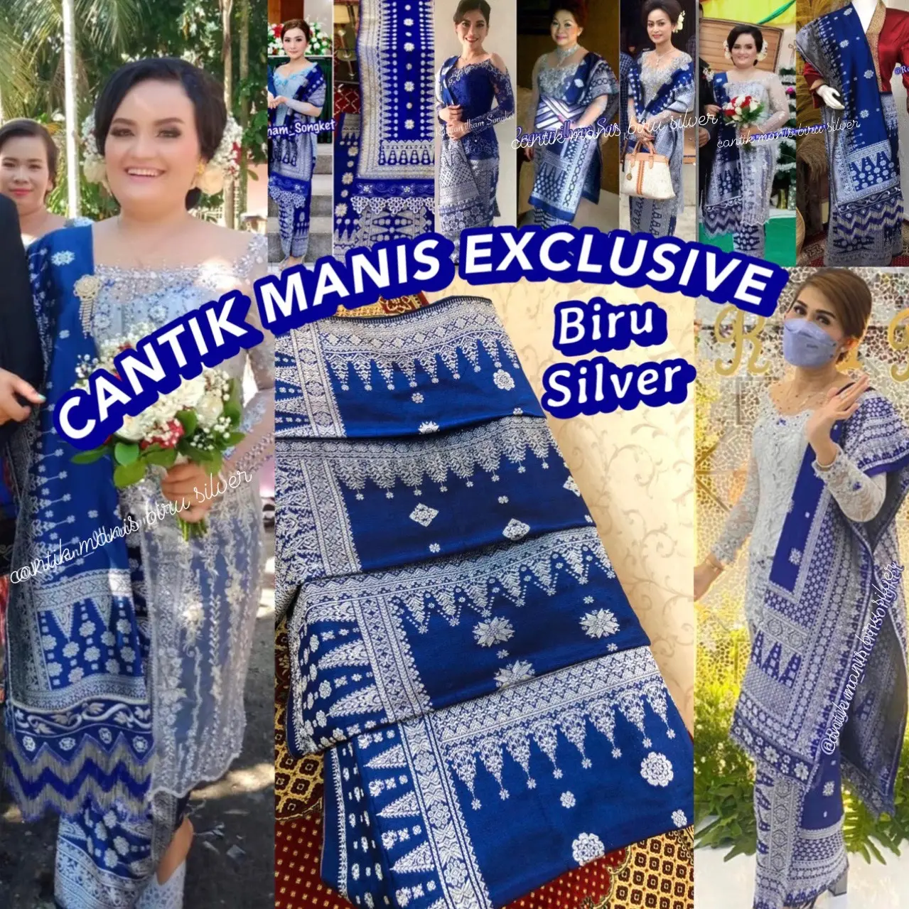 Songket Cantik Manis Exclusive Biru Silver & Biru Gold /songket tenun ...