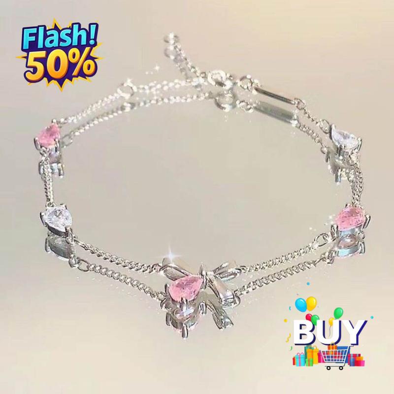 Gelang Ikatan bentuk rama-rama Bunga Sakura Merah Jambu, Wanita ...