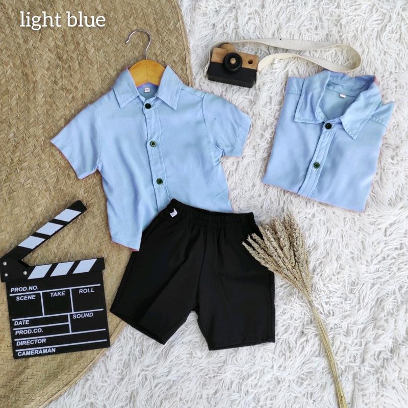 Light Blue - Twinning Button Down Polo Shirt for Kids and Adults ...