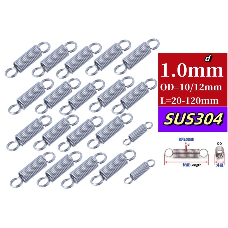 Springs 304 stainless steel Tension spring/spring d=1.0mm,OD10/12mm,L ...