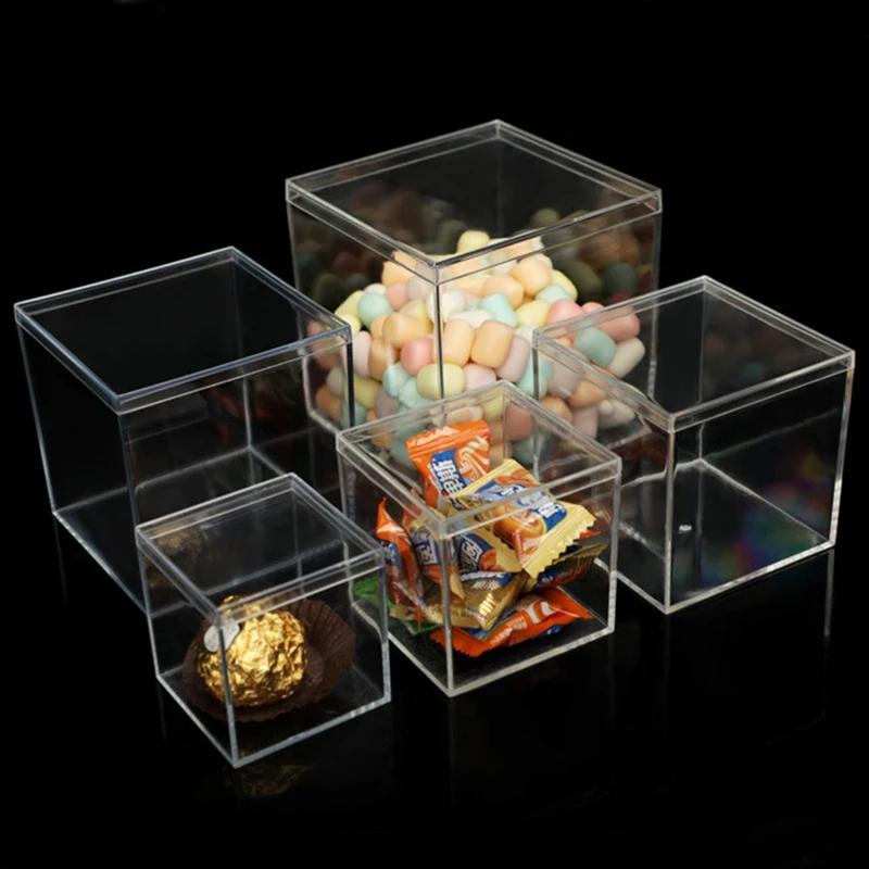 1Pc Transparent Acrylic Boxes With Cover Plastic Organizer Small ...