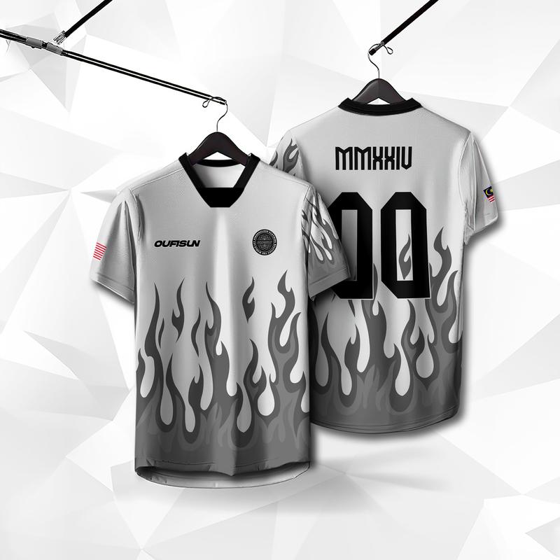 Jersi Lelaki, Sport Cetakan Corak Api, Jersi Virus, Percetakan - TikTok ...