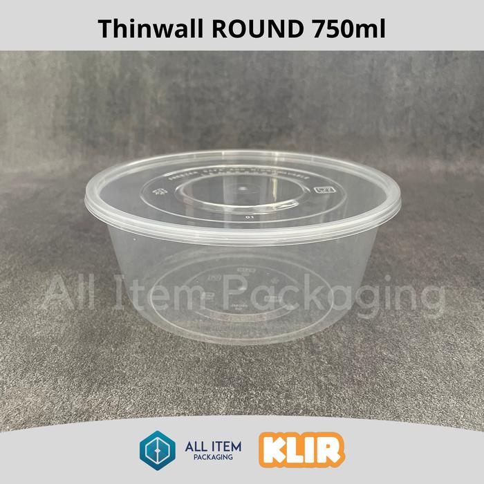 Jual Thinwall KLIR ROUND 750ml / ROUND BOWL / Mangkok Datar Plastik @25 ...