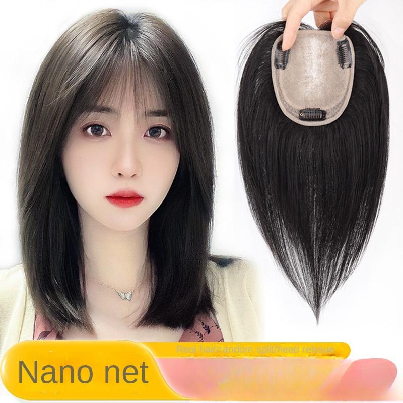 10*12cm 25cm Nano Net 100% Human Hair Piece Black And Mocha Brown ...