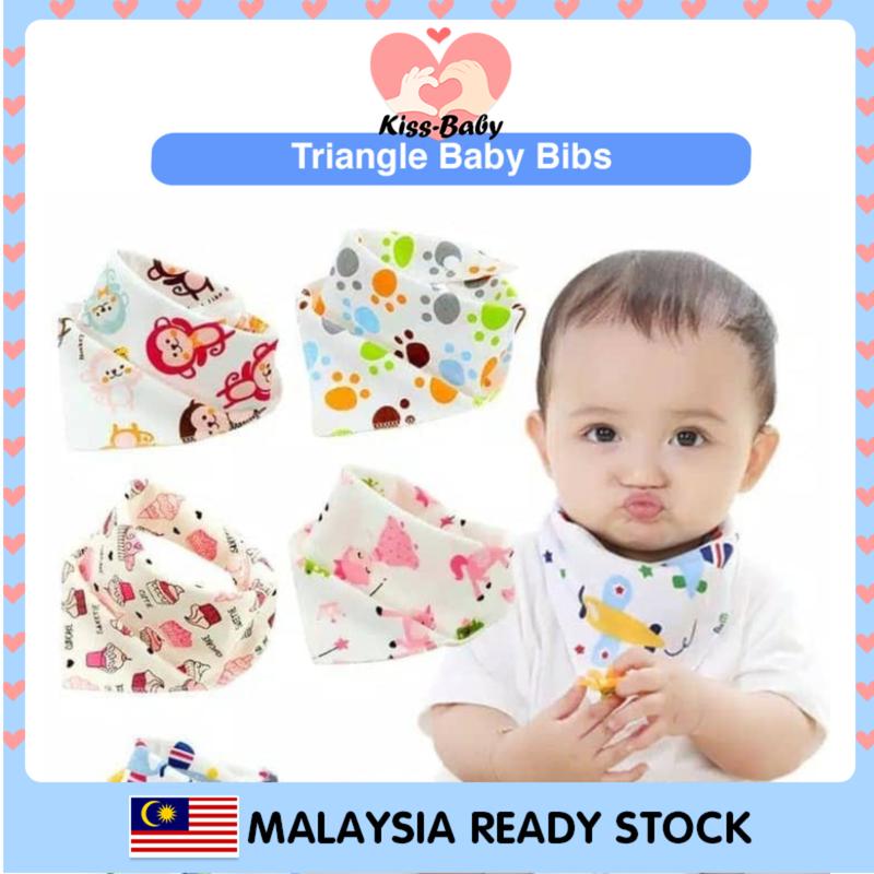 Baby Kids Triangle Bibs Toddler Towel Cotton With Button 2 Layer ...