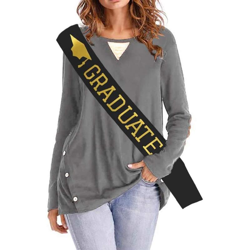 Graduate Sash - Black Satin with Glitter Fonts - Commencement - TikTok Shop