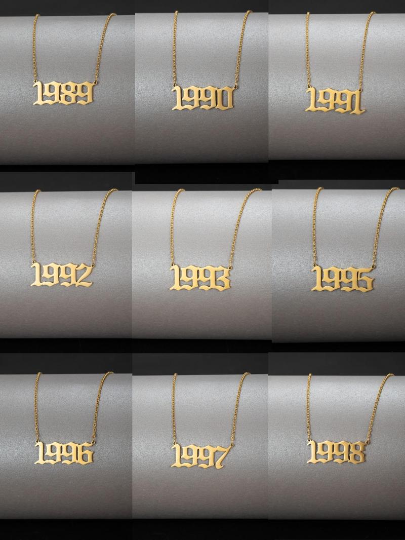 Spring Street Style Birth Year Number Charm Necklace, Trendy - TikTok Shop