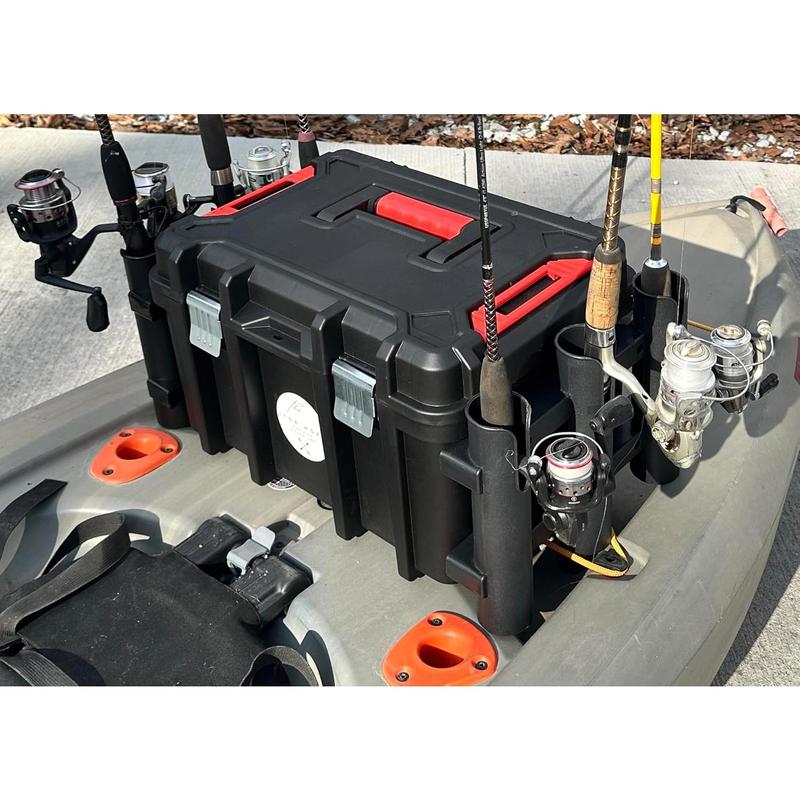 Kayak Fishing Crate - 6 Integrated Rod Pole Holders, Tackle Box ...