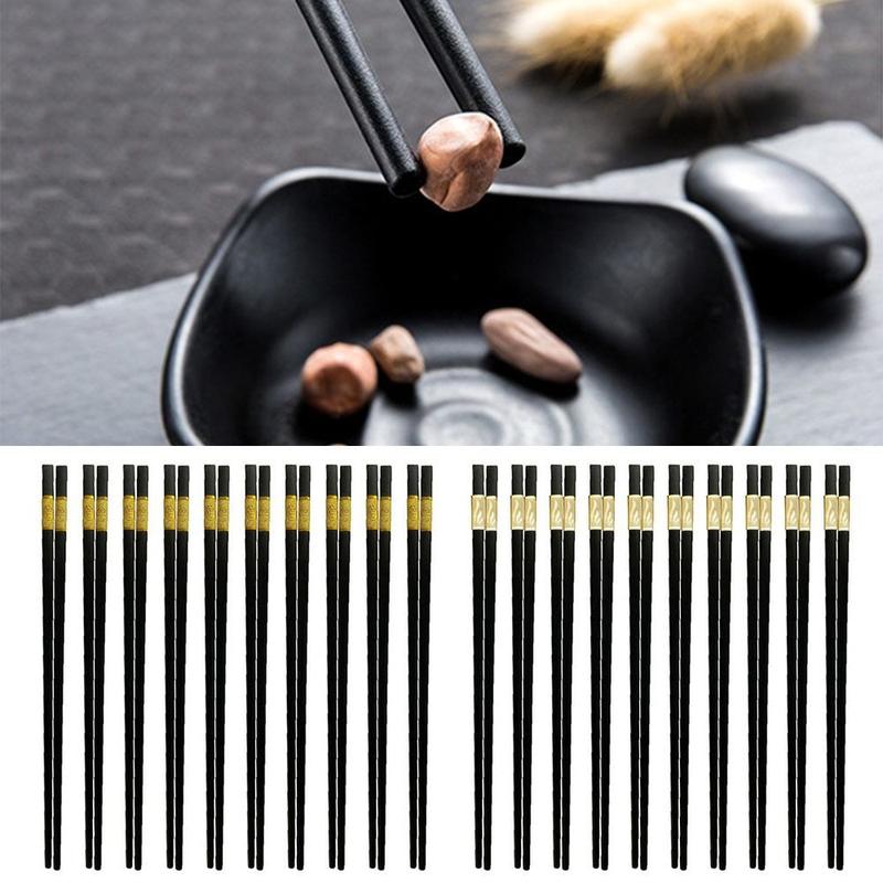 10Pair Simple Black Chinese Chopsticks Non-slip High Temperature ...