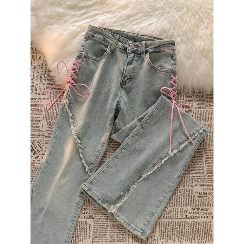 Seluar Jeans Kurus, Bertali, Gaya Jalan Tinggi, Ins Trendy, Musim ...