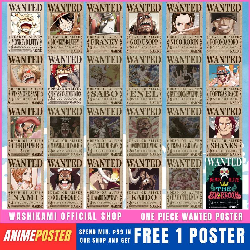 One Piece Wanted Poster : Anime Poster / Sticker A4 Poster - TikTok ...