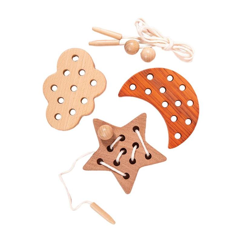 3Pcs Wooden Lacing Threading Toys Educational Montessori Toy - TikTok ...
