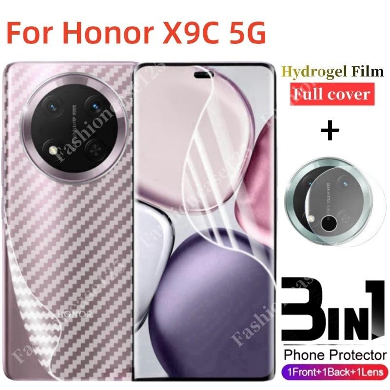 3in1 Honor X9c 5G 2024 Hydrogel Film Front Carbon Fibre Back Full Cover ...