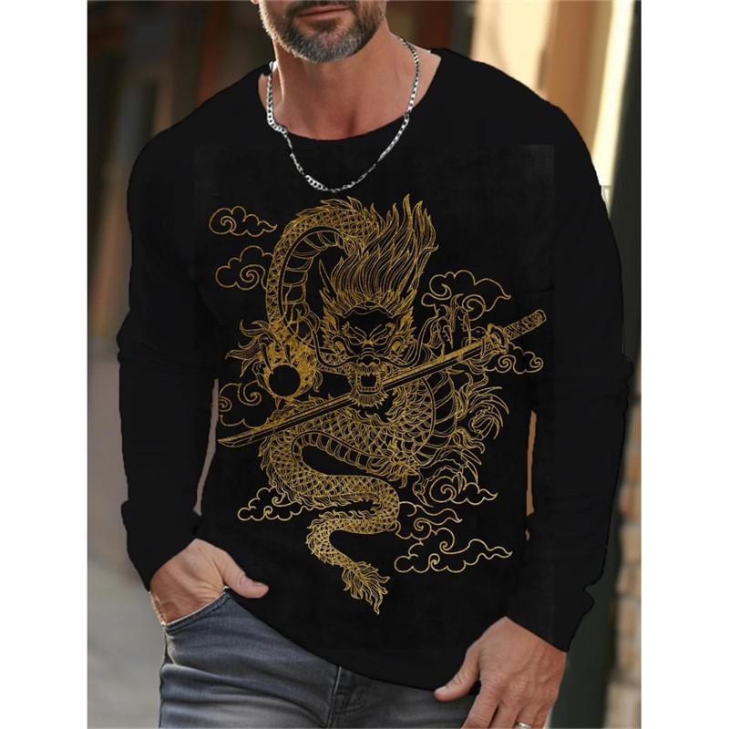 3D Printed Chinese Loong Men's T-Shirt Cool Dragon Tees Styl - TikTok ...