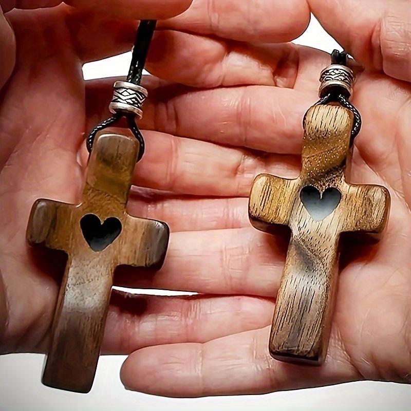 ZZXxiaodian001 1/3/5pcs High-Quality Walnut Wood Cross Keychain ...